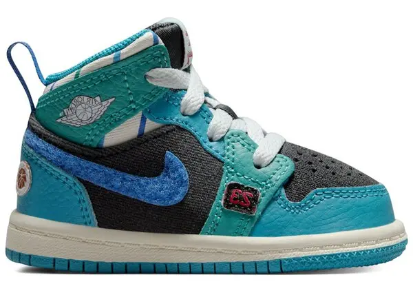 JORDAN 1 Mid High-top Sneakers - Anthracite/aquatone/new Emerald