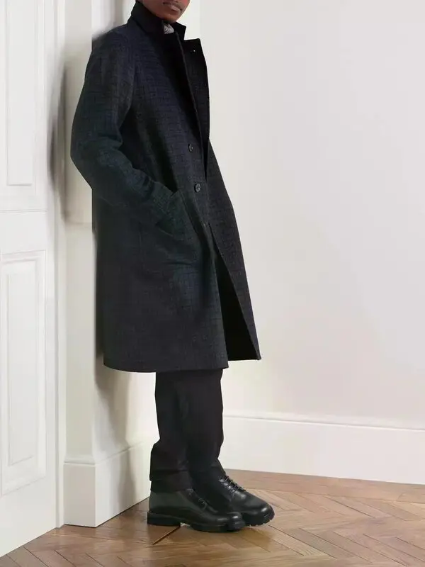 Boglioli Checked Virgin Wool And Cashmere-blend Overcoat