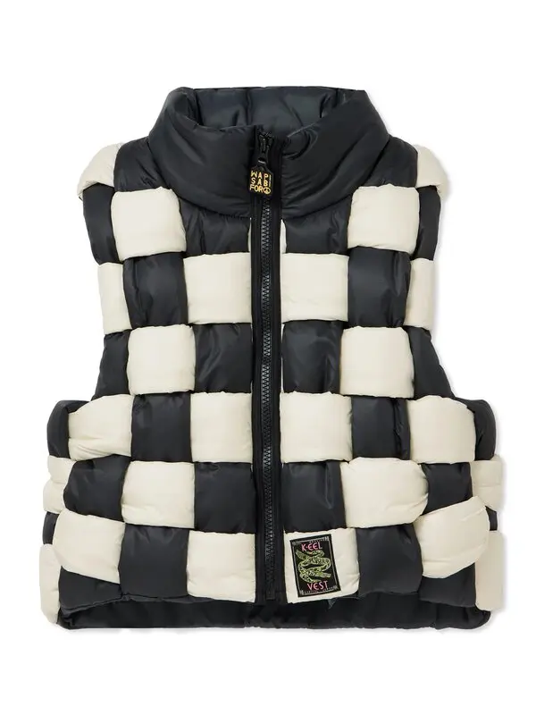 Kapital Cropped Reversible Quilted Padded Shell Gilet - White