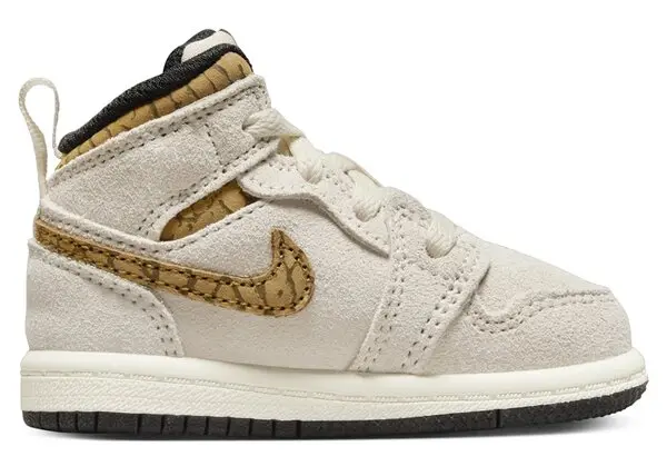 JORDAN 1 Mid Se Metallic Gold Sneakers - Light Orewood Brown/white/light British Tan