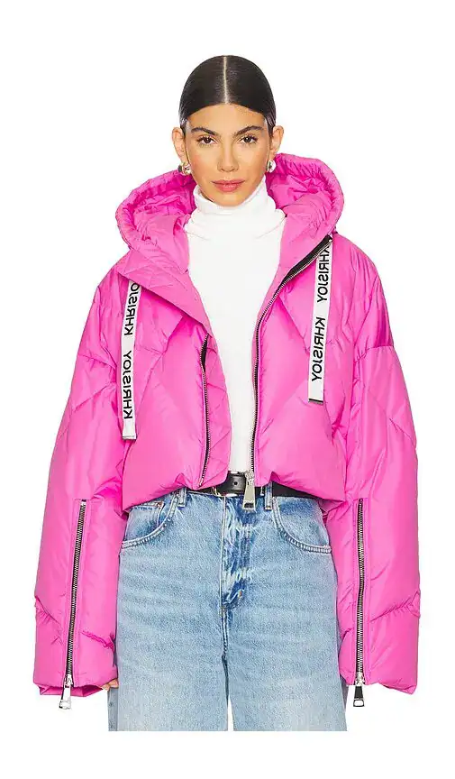 Khrisjoy Crop Iconic Puffer Jacket In Bubblegum - 65% Off | Editorialist