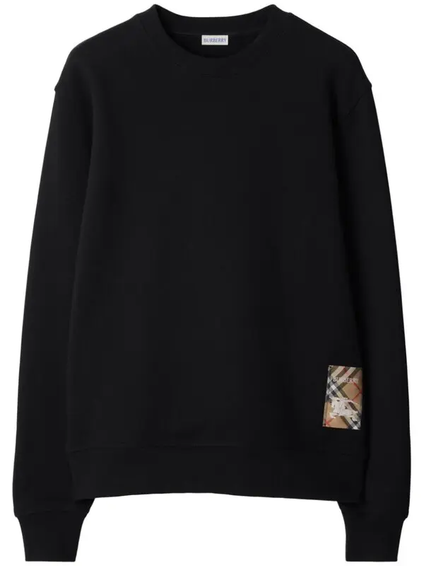 Burberry Check-patch Cotton Sweatshirt - Black