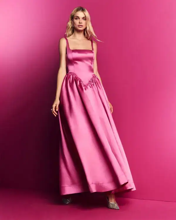 strapless open back dress Rose Garden Maxi Dress – Hot Pink