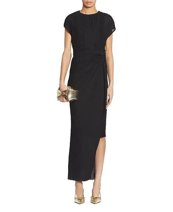 Lanvin Asymmetrical Pleated Dress In Black - 50% Off | Editorialist