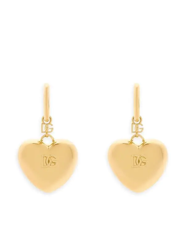 Dolce & Gabbana Dg Logo Heart Drop Earrings - Gold