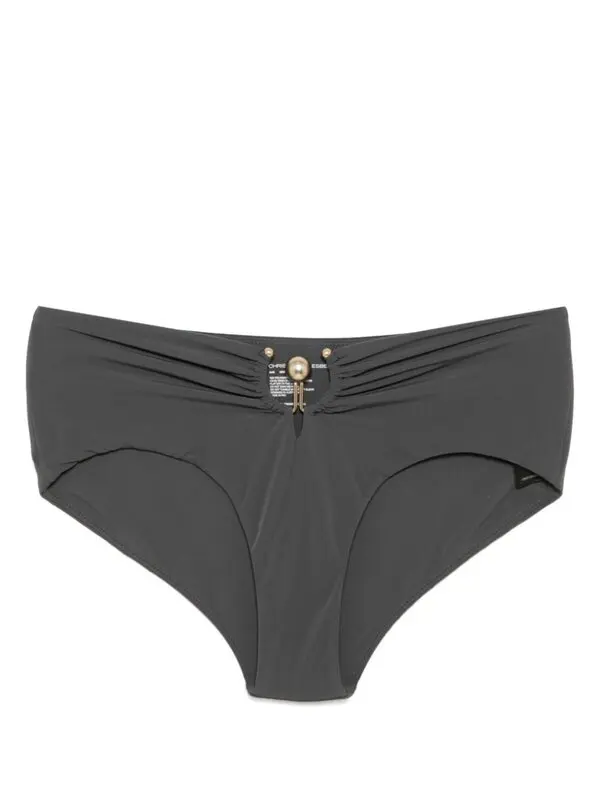 Christopher Esber Ruched Prong Bikini Bottom - Grey