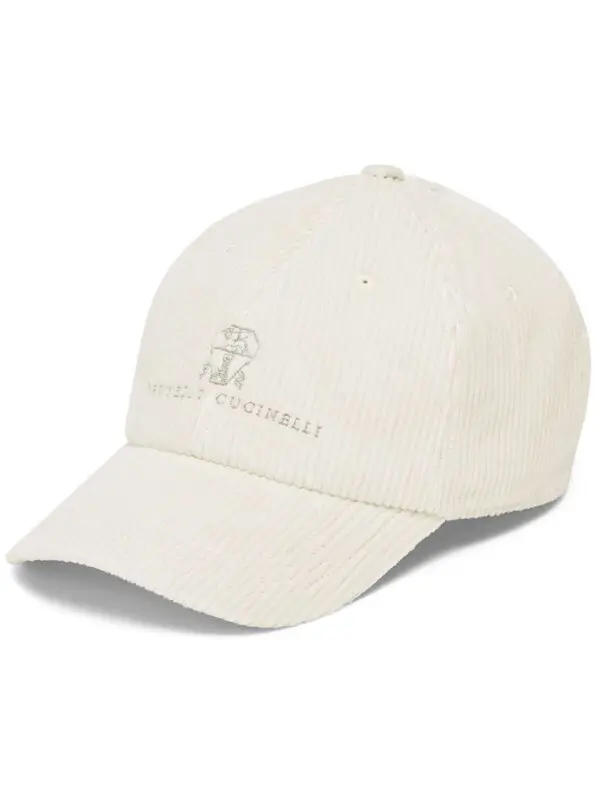 Brunello Cucinelli Logo-embroidered Corduroy Cap - Neutrals
