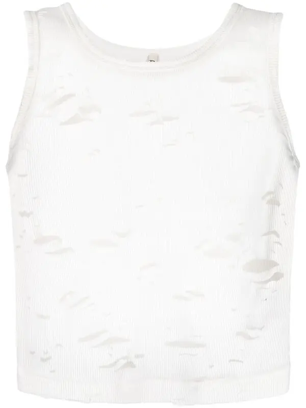 R13 Distressed Tank Top - White