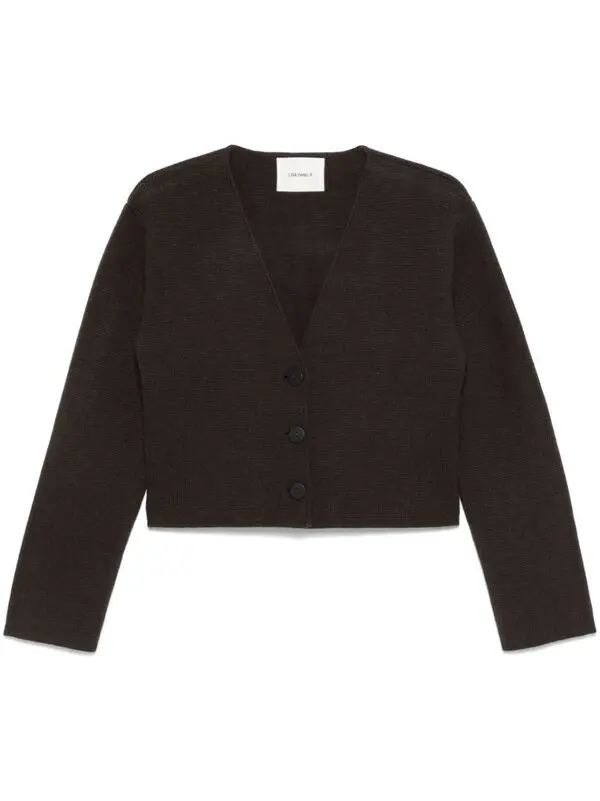 LISA YANG Waffle Knit Cropped Cardigan - Brown