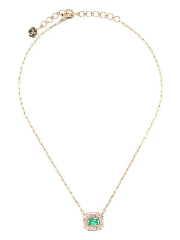 Shay 18k Yellow Mini Deco Emerald Necklace
