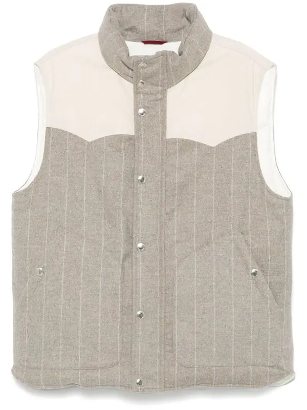 Brunello Cucinelli Pinstripe Wool-cashmere Gilet - Neutrals
