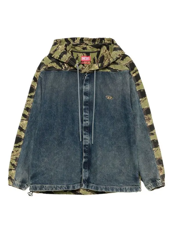 Diesel Jacket With Camouflage Sleeves - Navy