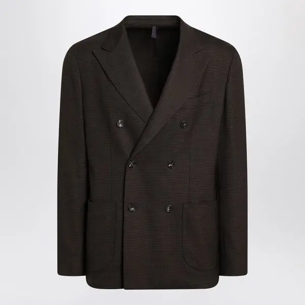 SANTANIELLO Checked Double-breasted Jacket - Brown