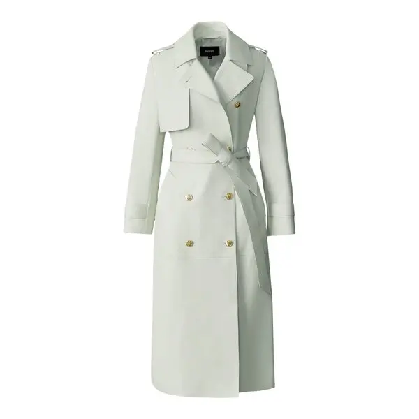 Mackage Gael-v Leather Trench Coat - Cream-gold
