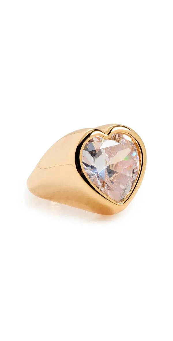 Timeless Pearly Plated Ring With Crystal Heart