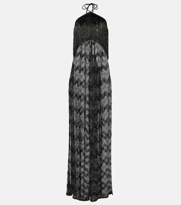 Missoni Zigzag Fringe Lamé Jumpsuit - Black