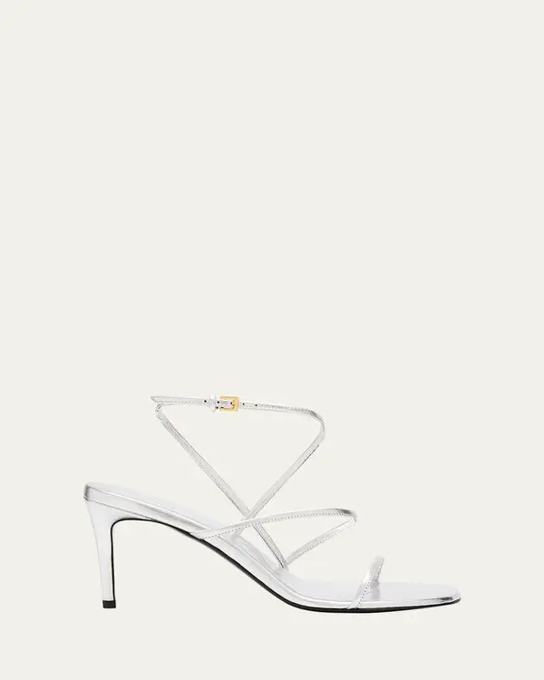 Khaite Metallic Leather Sandals - Silver