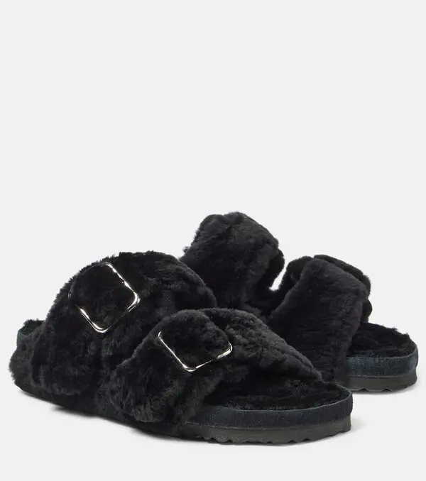 BIRKENSTOCK Arizona Shearling Sandals - Black