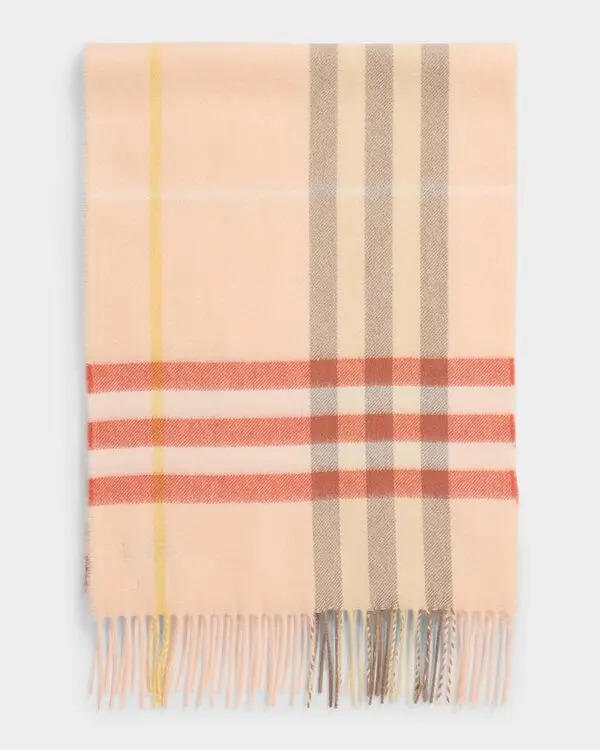 Burberry Giant Check-print Cashmere Scarf - Teacup