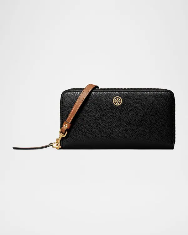 Tory Burch Robinson Zip Leather Continental Wallet - Black