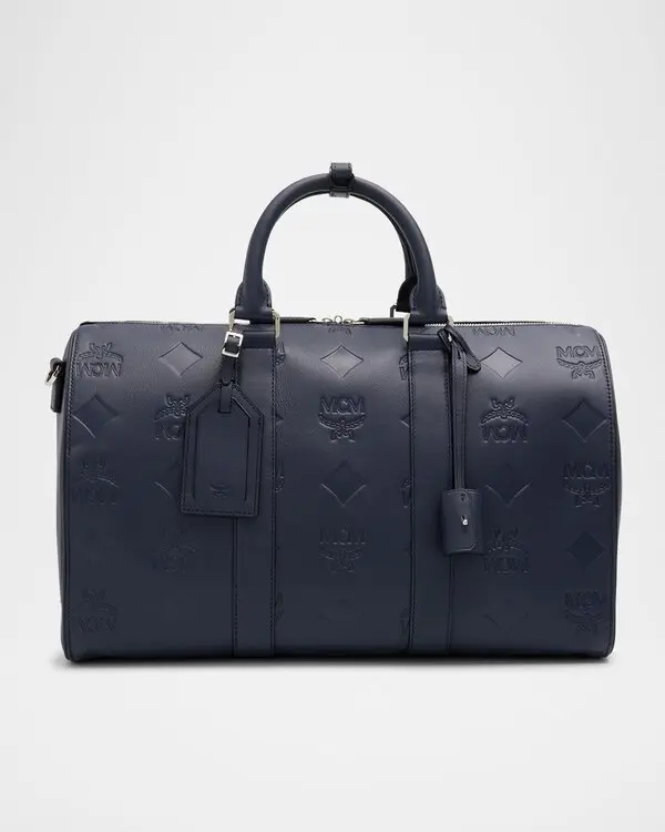 Mcm Ottomar Small Embossed Leather Duffle Bag