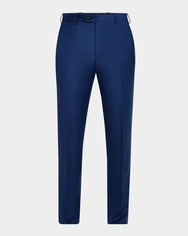Giorgio Armani Flat-front Wool-blend Trousers - High Blue