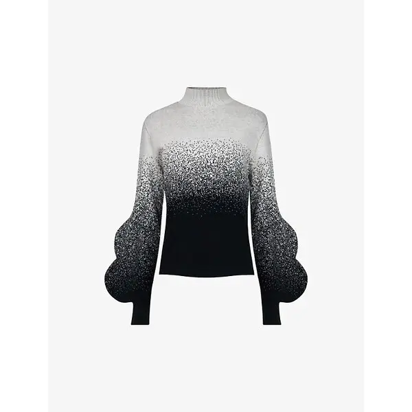 LEEM Gradient High-neck Balloon-sleeve Knitted Jumper
