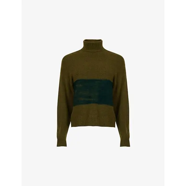 LEEM Colour-block High-neck Wool-blend Jumper