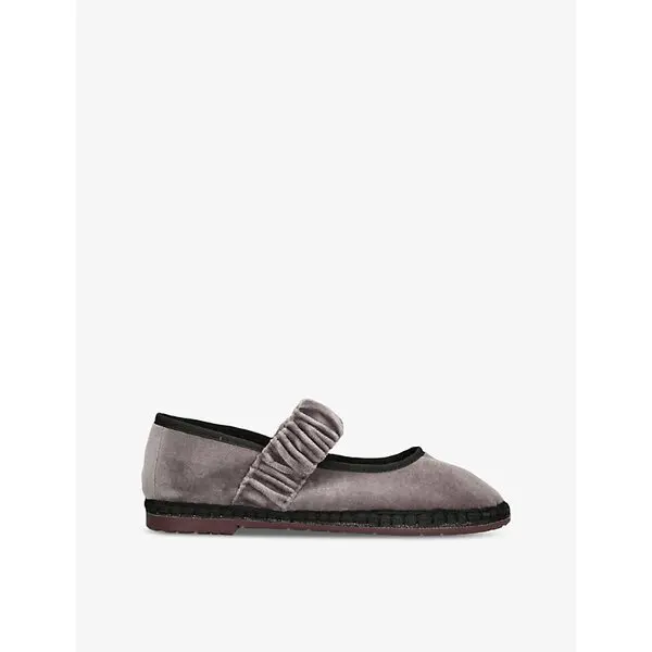 FLABELUS Mafalda Scrunch-strap Cotton-velvet Ballet Flats - Grey/m.cmb