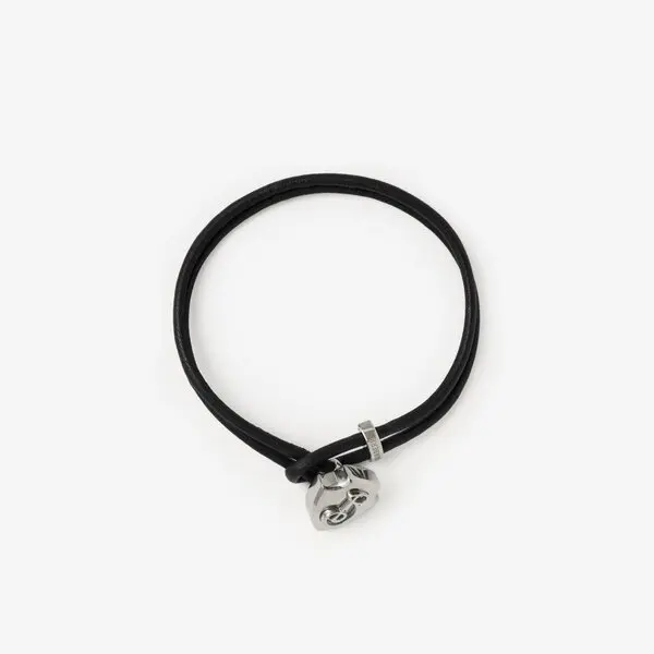 Burberry Leather Bracelet - Silver/black