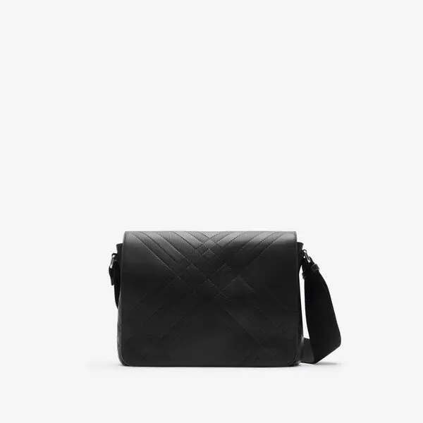 Burberry Embossed Check Leather Messenger Bag