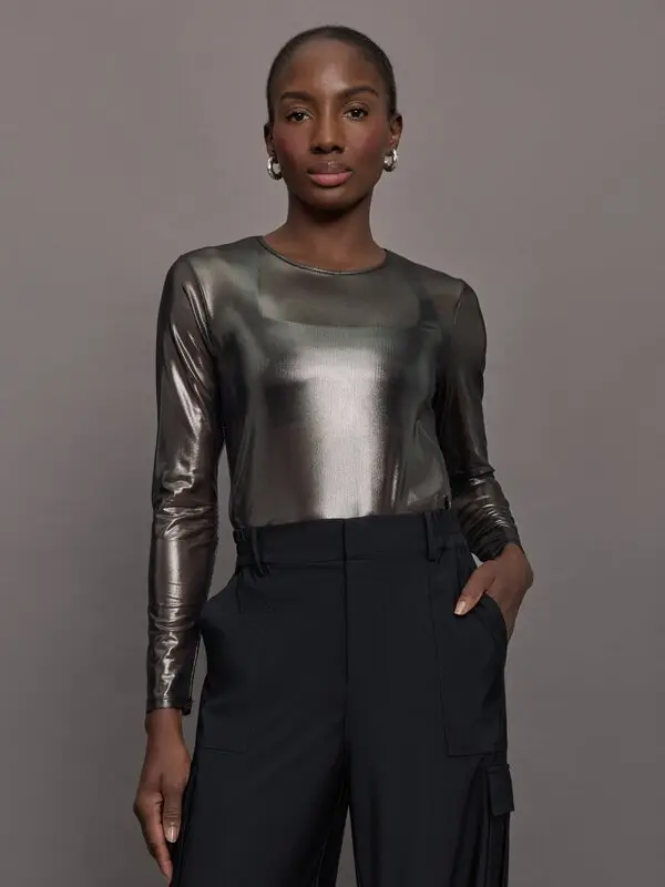 Carbon38 Mesh Long Sleeve Top