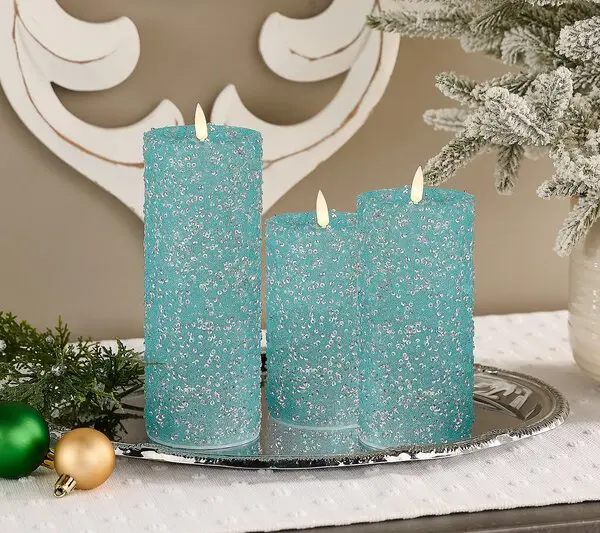 VALERIE PARR HILL Set Of 3 Illuminated Beads & Sequins Pillars Valerie