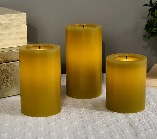 BETHLEHEM LIGHTS S/3 Fiber Optic Flameless Pillars
