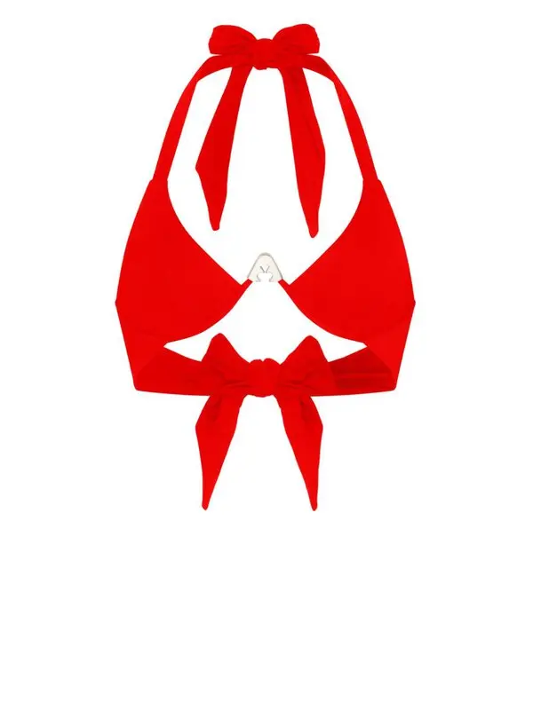 LET'S SWIM Shark Logo Bikini Top - Red