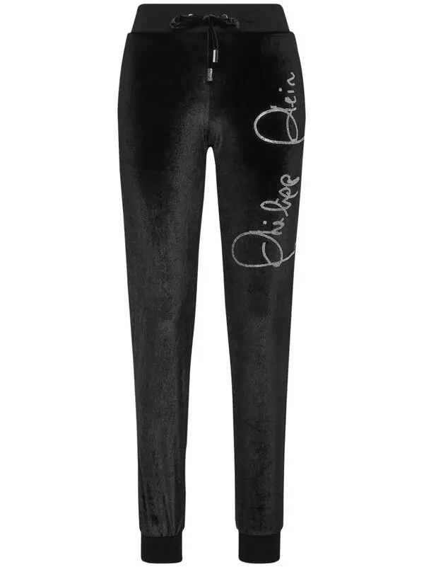 Philipp Plein Crystal Signature Trousers - Black
