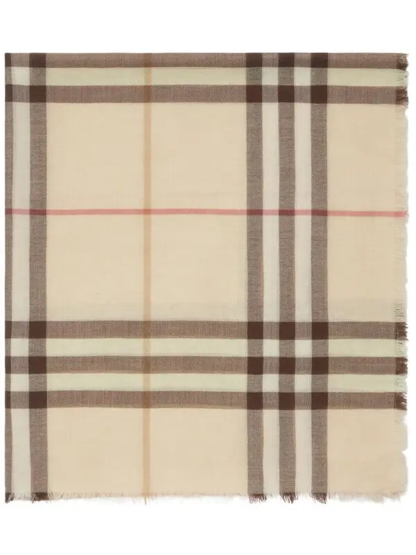 Burberry Checked Scarf - Neutrals