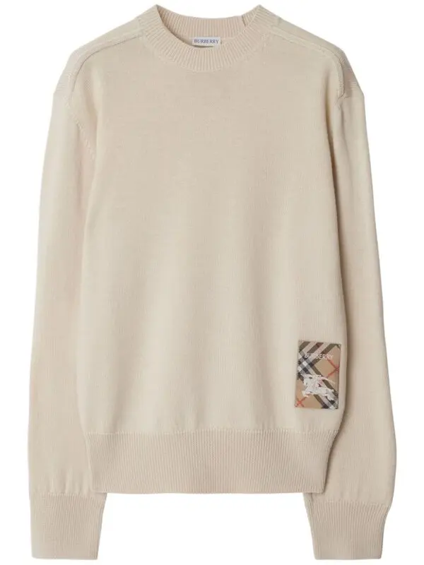 Burberry Checked Wool Jumper - Neutrals