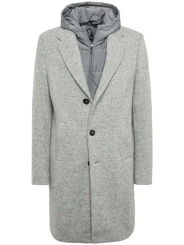 Boggi Milano Wool Jersey Coat Grey Editorialist