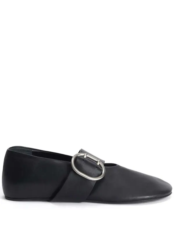 JIL SANDER Leather Ballerina Shoes - Black