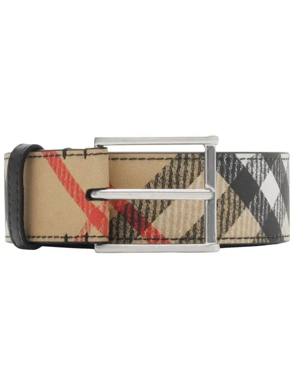 Burberry Vintage Check Pattern Leather Belt - Brown