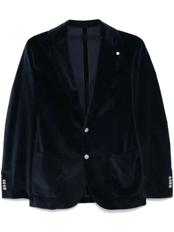 LUIGI BIANCHI MANTOVA Velvet Blazer - Blue