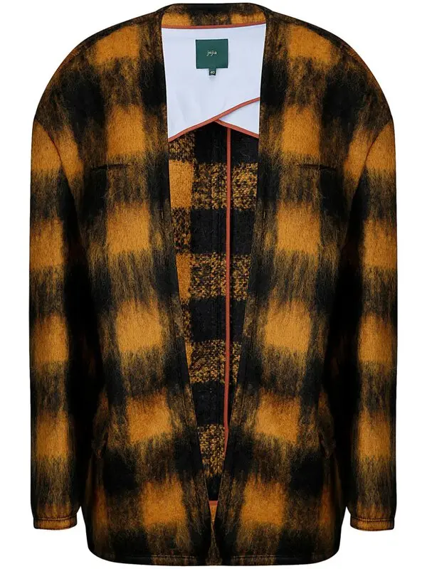 Jejia Check-pattern Mohair-blend Coat
