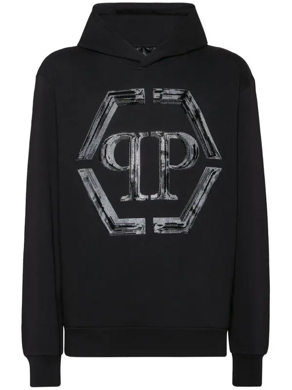 Philipp Plein Strass Hexagon Hoodie - Black