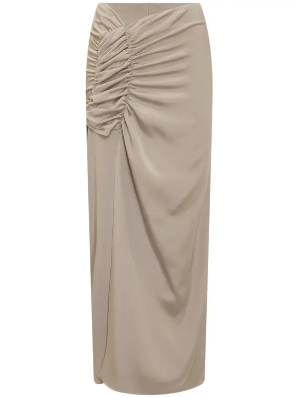 THE MANNEI Draped Long Skirt - Neutrals