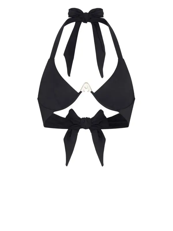 LET'S SWIM Shark Logo Bikini Top - Black