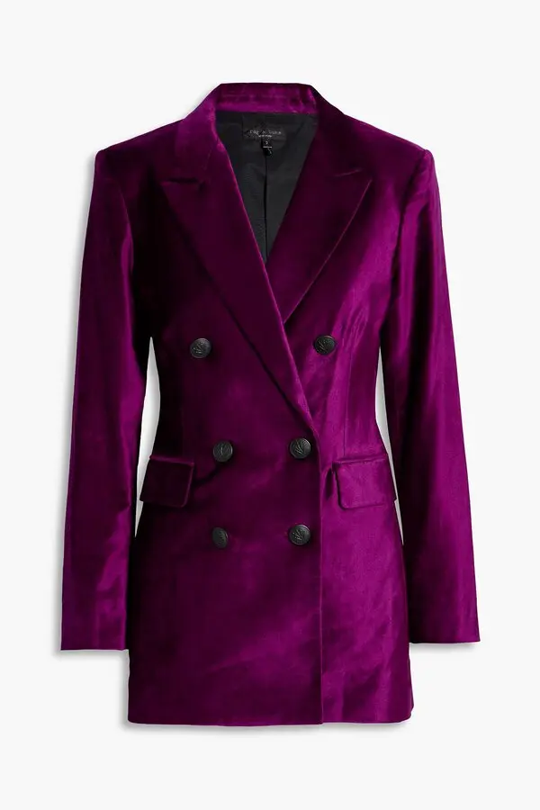 Rag & Bone Opal Double-breasted Cotton-blend Velvet Blazer