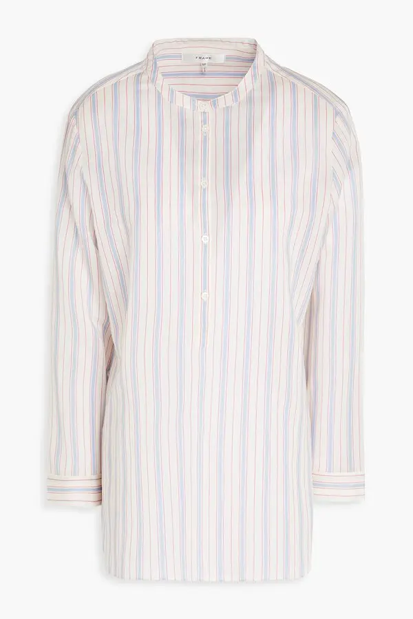 FRAME Striped Cotton And Silk-blend Tunic