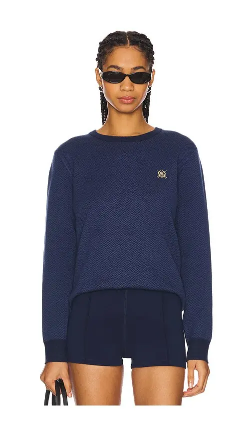 QUIET GOLF Crest Herringbone Sweater