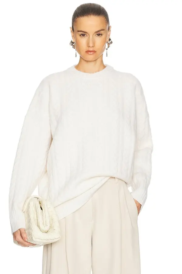 RÓHE Relaxed Fit Cable Sweater - Off White